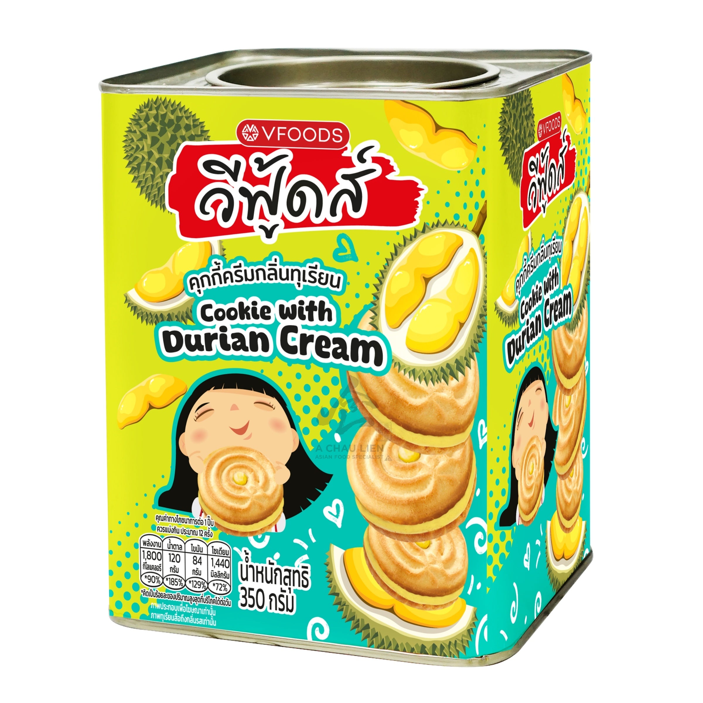 COOKIE WITH DURIAN CREAM 12 x 350g V-FOODS – A Chau Lien